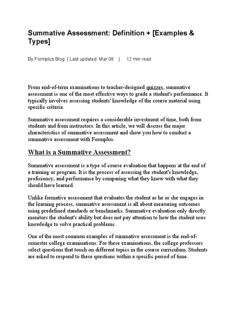 Summative Assessment | PDF