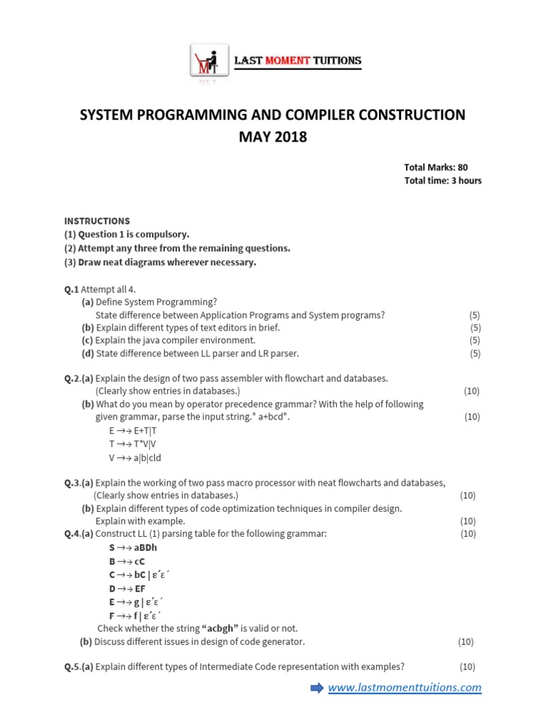 SPCC May17 | PDF | Parsing | Compiler