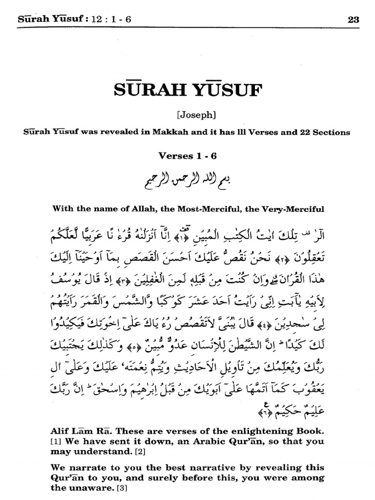 Tafseer Mariful Quran Sura 12 Yusuf English Translation PDF | PDF