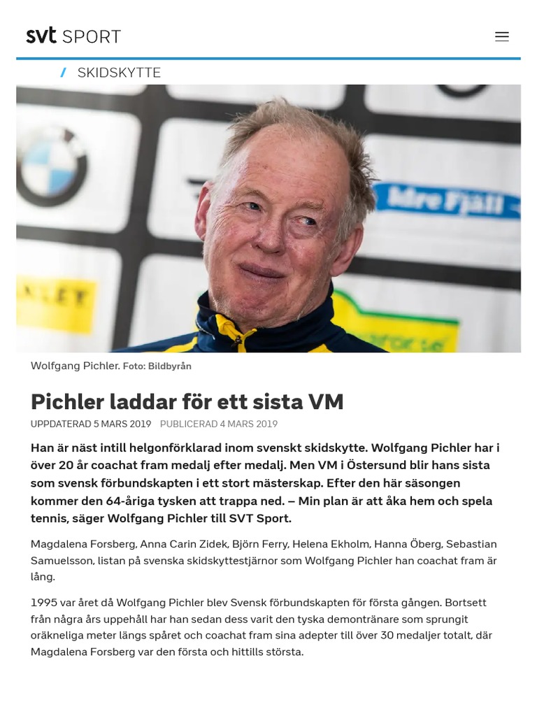 Pichler Laddar För Ett Sista VM - SVT Sport | PDF