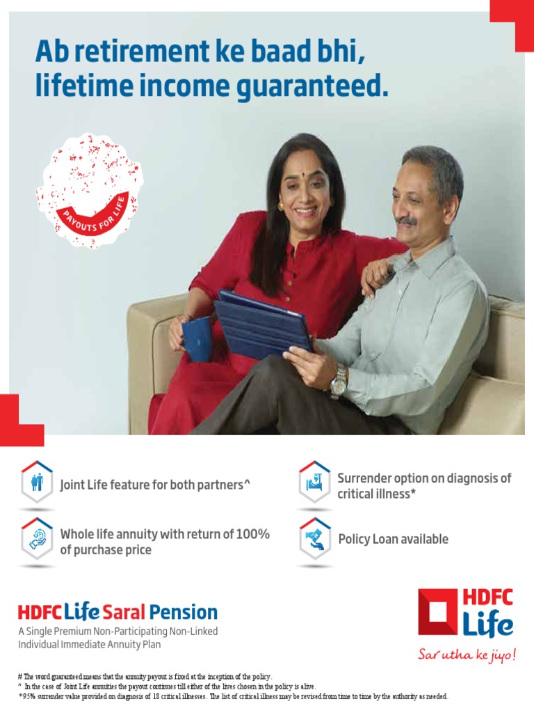 HDFC Life Saral Pension Retail Brochure | PDF | Annuity (European ...