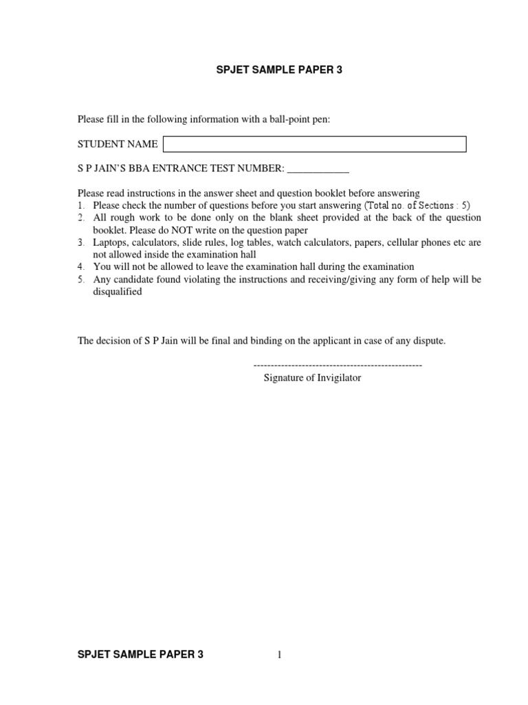 SPJET SAMPLE PAPER No 3 | PDF | Language Acquisition | Cognitive Science