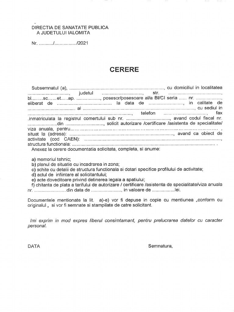 Cerere Aviz DSP00 | PDF