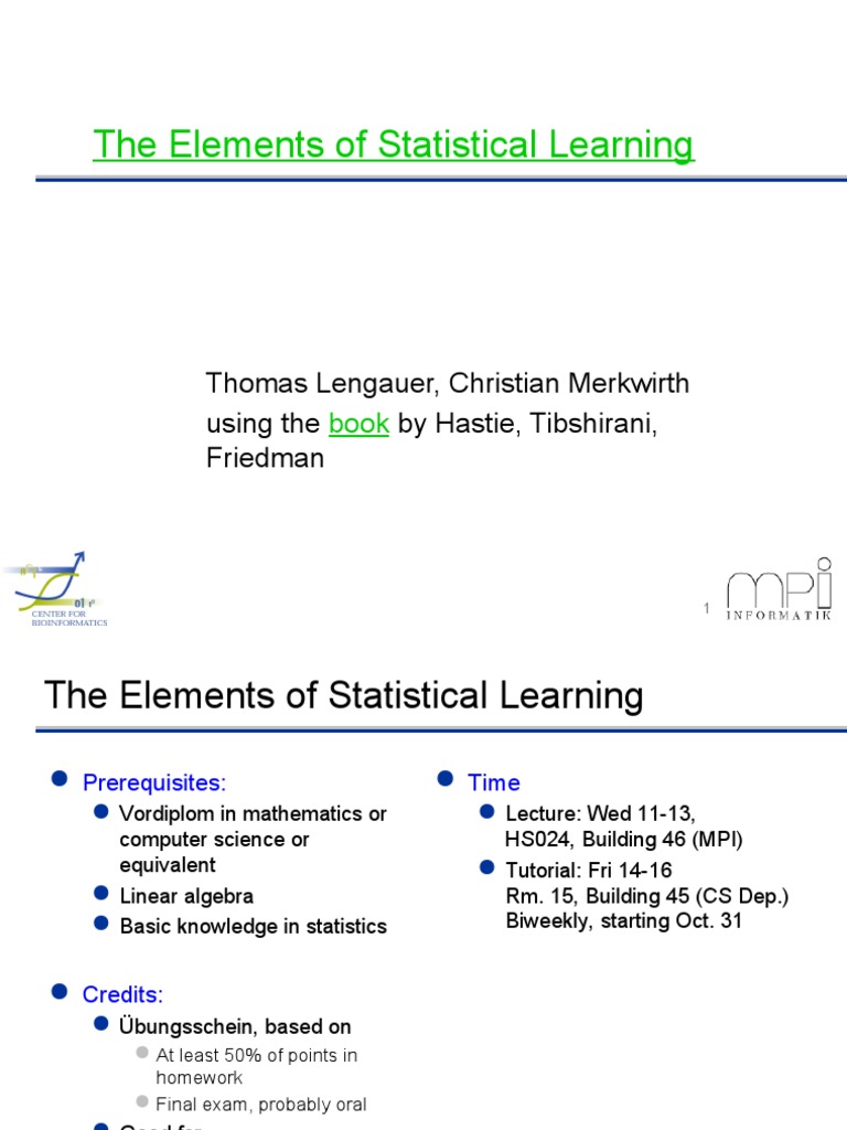 Elements of Statistical Learning Overview | PDF | Least Squares ...