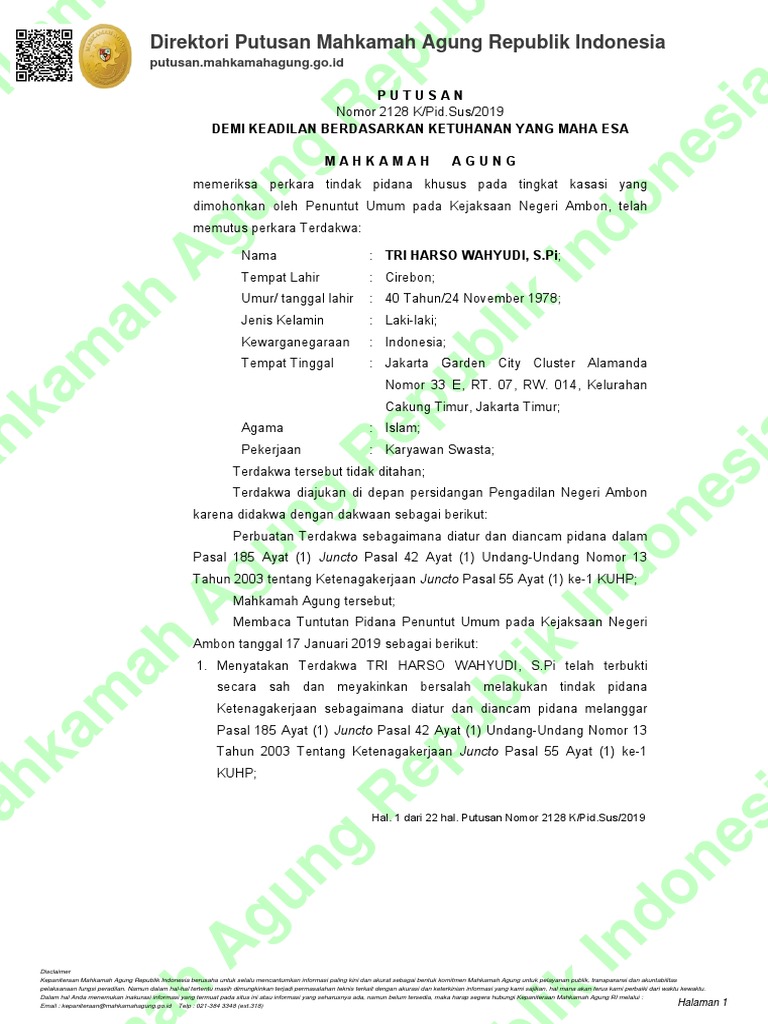 Putusan 2128 K Pid - Sus 2019 20220428 | PDF