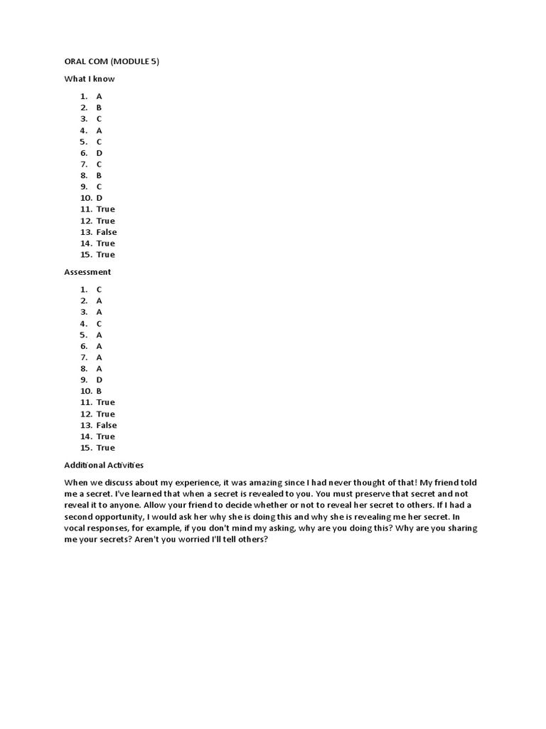 Oral Communication Module 5 Summary | PDF