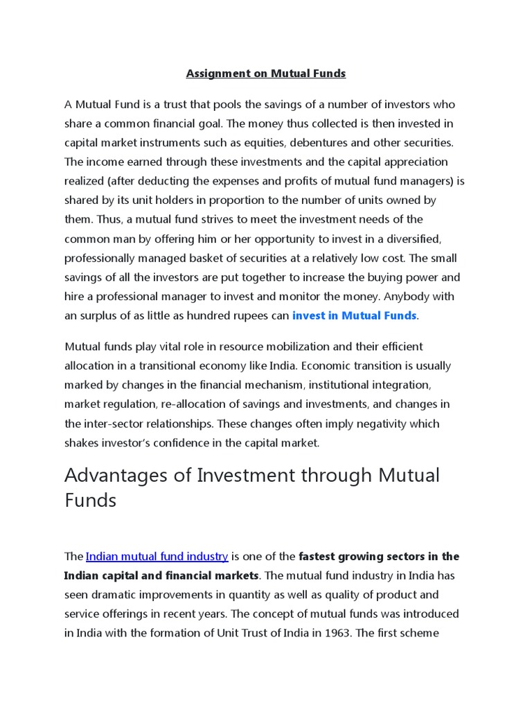 Assignment On Mutual Funds | Download Free PDF | Bonds (Finance ...
