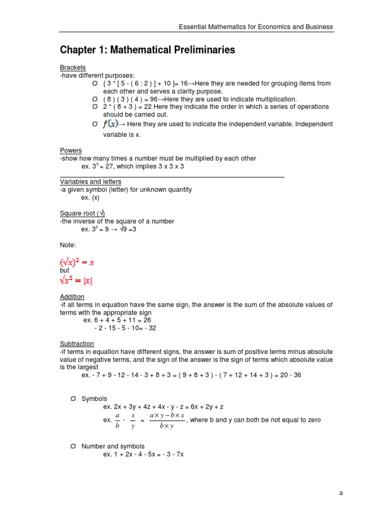 Chapter 1: Mathematical Preliminaries: B A y X y B X B y A | PDF | Elasticity (Economics ...