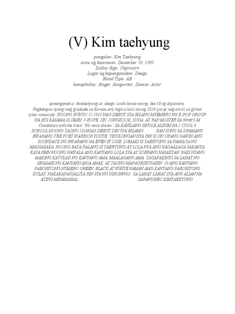 (V) Kim Taehyung | PDF