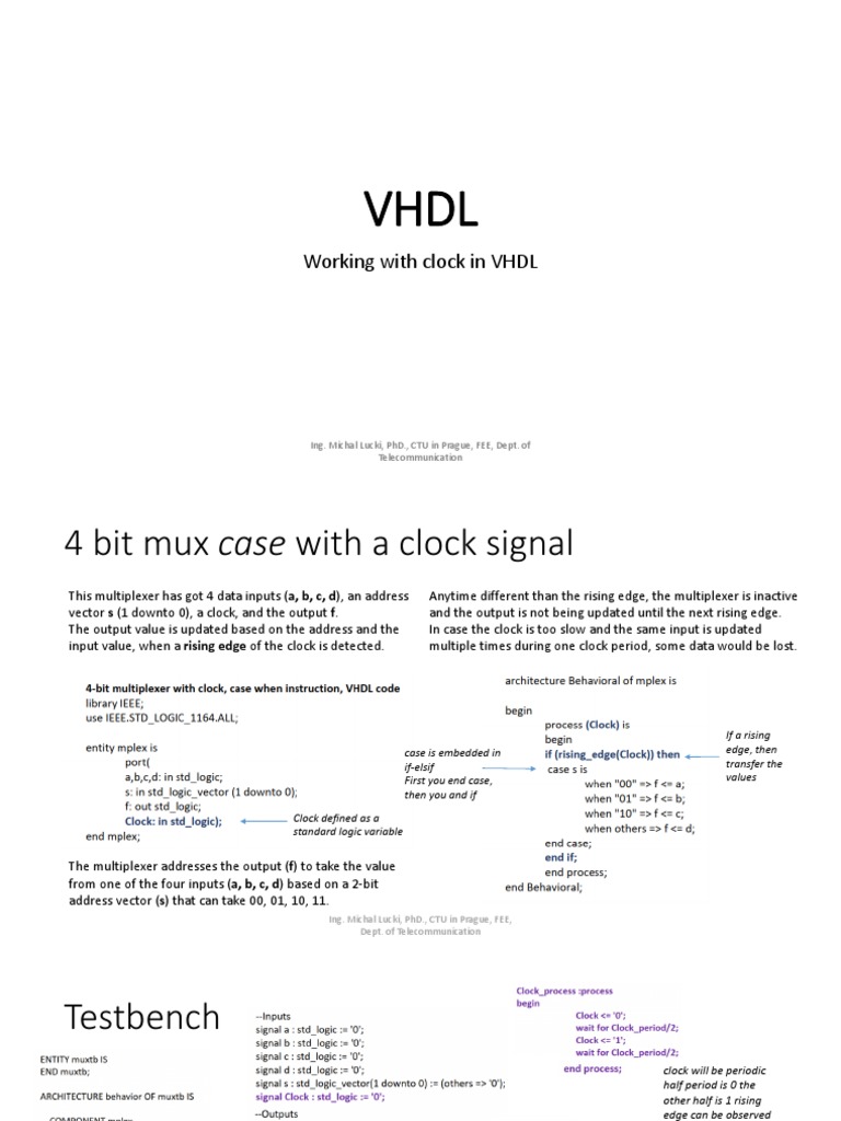 Lecture - VHDL - Working With Clock | PDF | Vhdl | Digital Technology
