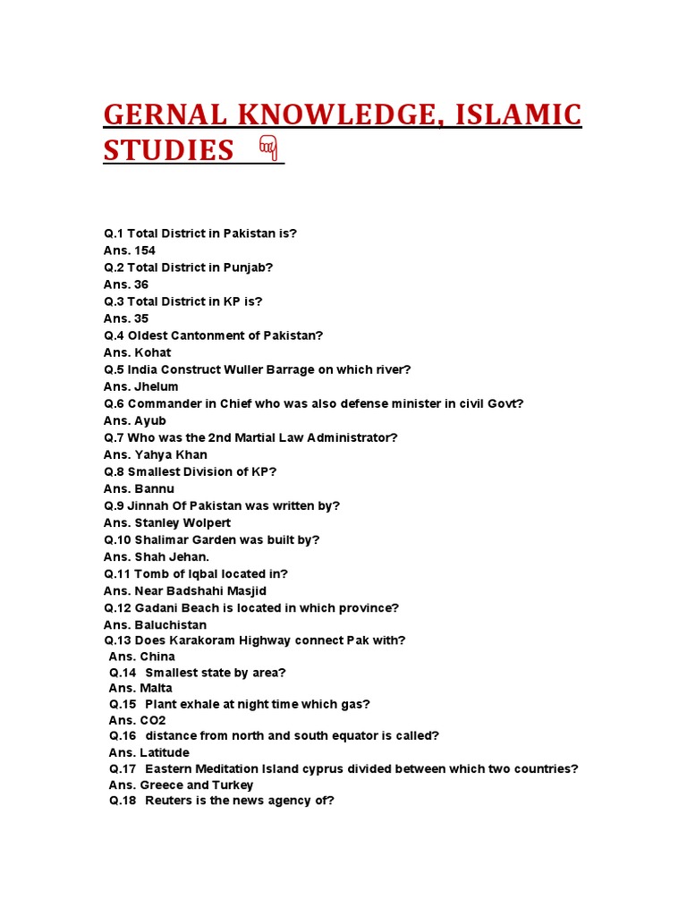 PMA Academic Portion - Past Papers Based Notes | PDF | Pakistan | South ...