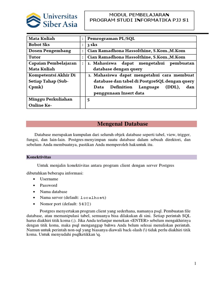 05 - Modul Pemrograman PL SQL - Query Insert Data Table | PDF