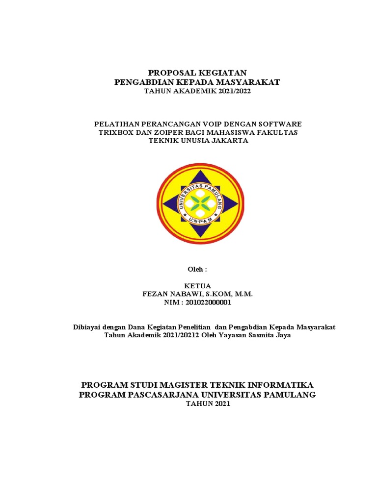 Contoh Proposal PKM Mahasiwa - TI | PDF
