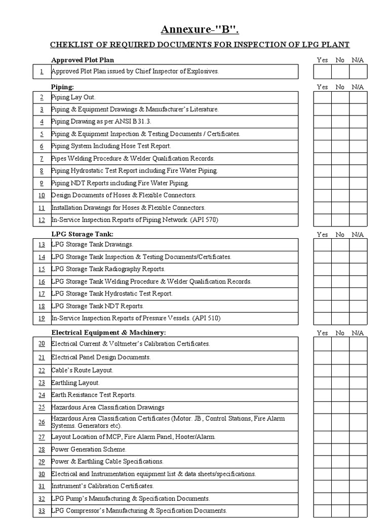 LPG CHECKLIST Req Docs. | PDF