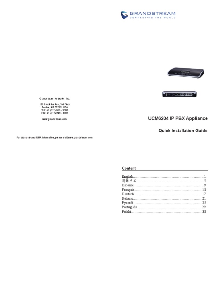 UCM6204 Quick Installation Guide | PDF | Computer Network | Internet & Web