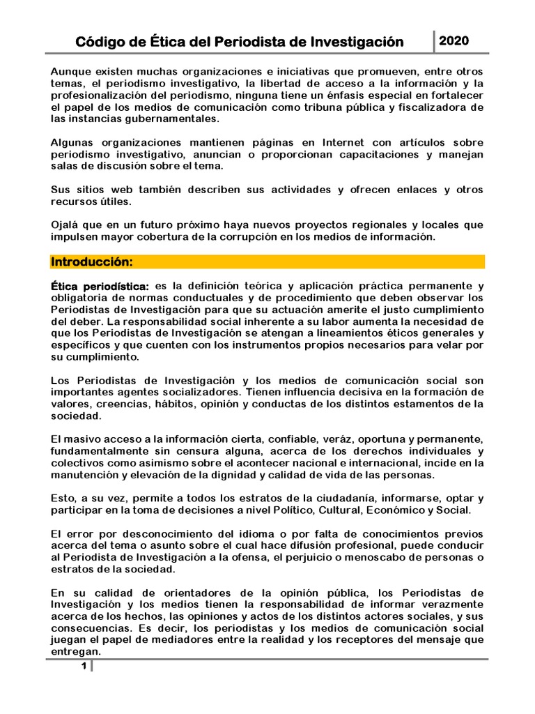 Fortaleciendo la ética periodística: Un nuevo código para promover la ...
