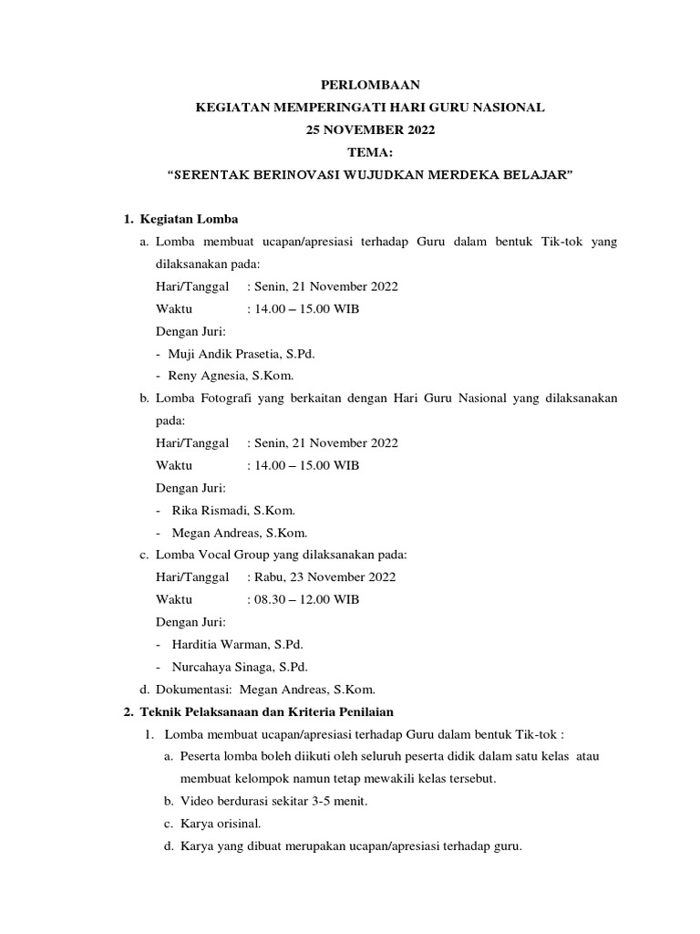 Lomba Kegiatan HGN | PDF