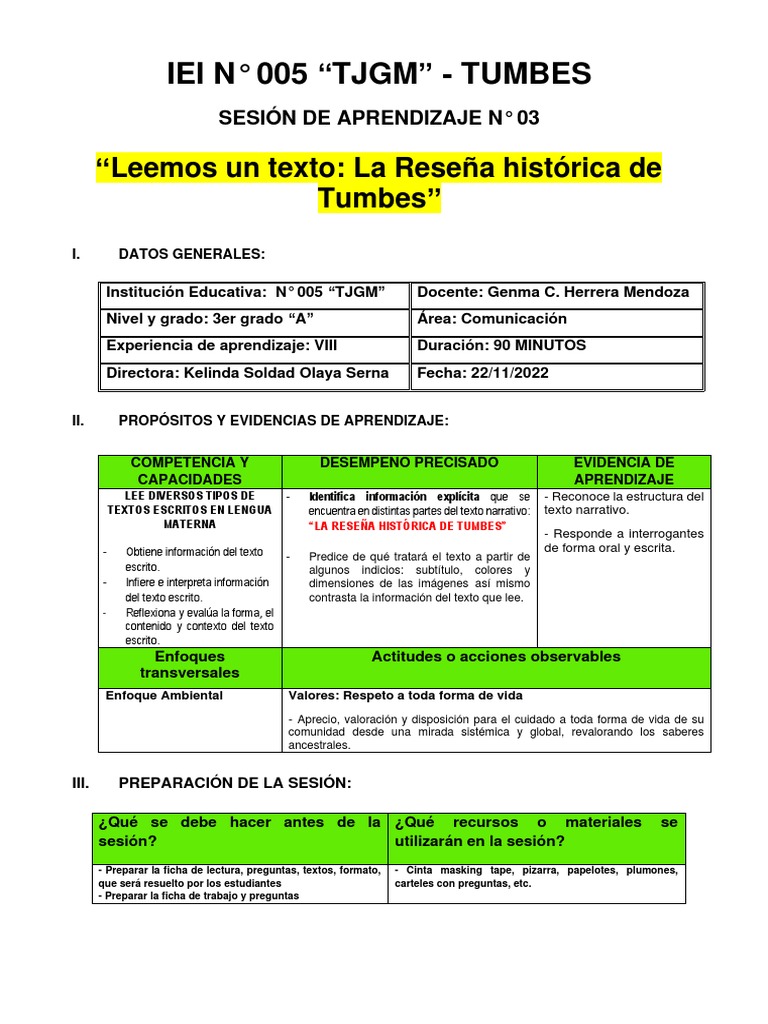 Reseña Histórica de Tumbes | PDF | Aprendizaje | Ciencia cognitiva