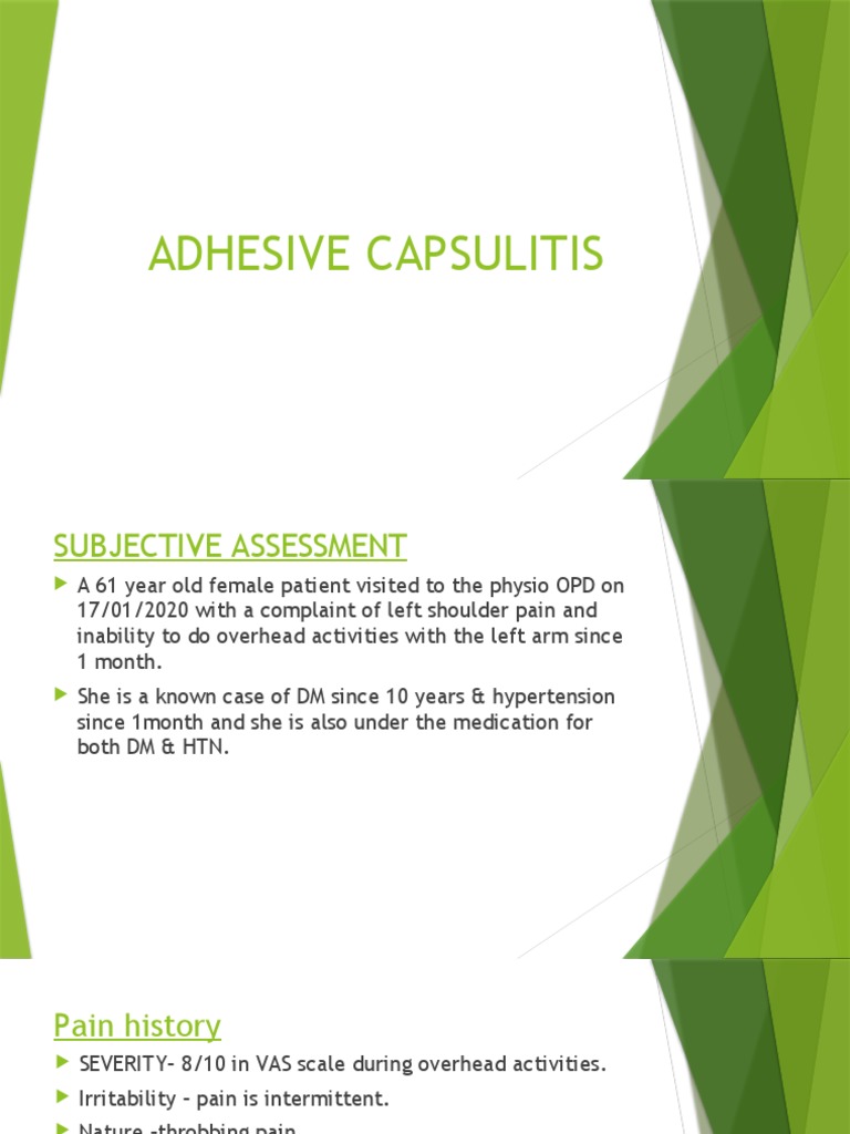 Frozen Shoulder Case Study and Management | PDF | Shoulder | Anatomical ...