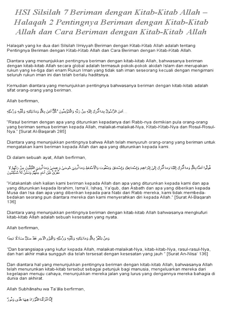 Halaqah 02-Pentingnya Beriman Dan Cara Beriman Dengan Kitab-Kitab Allah ...