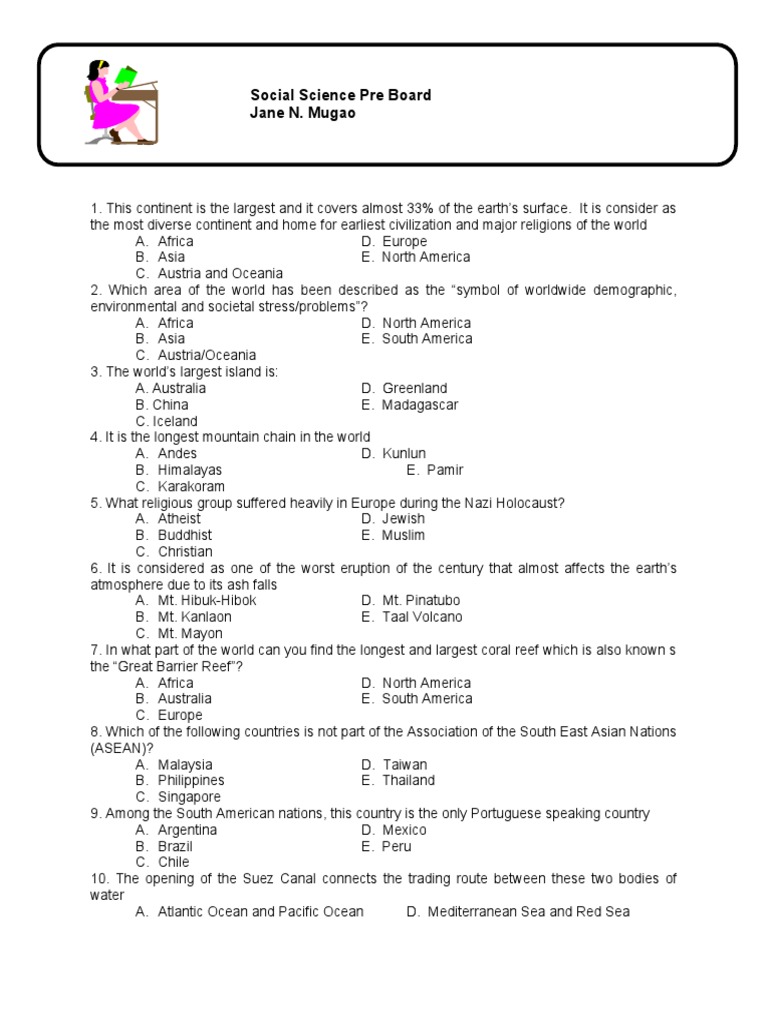 Geography and Social Science Quiz Questions | PDF | Economics ...