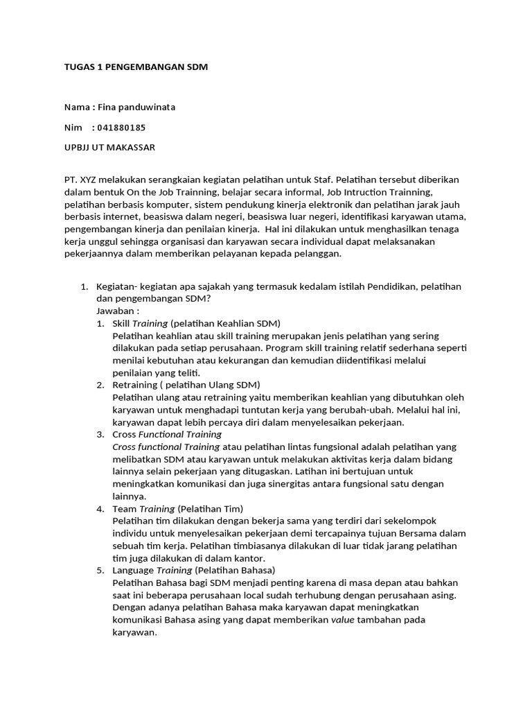 Tugas 1 Pengembangan SDM | PDF