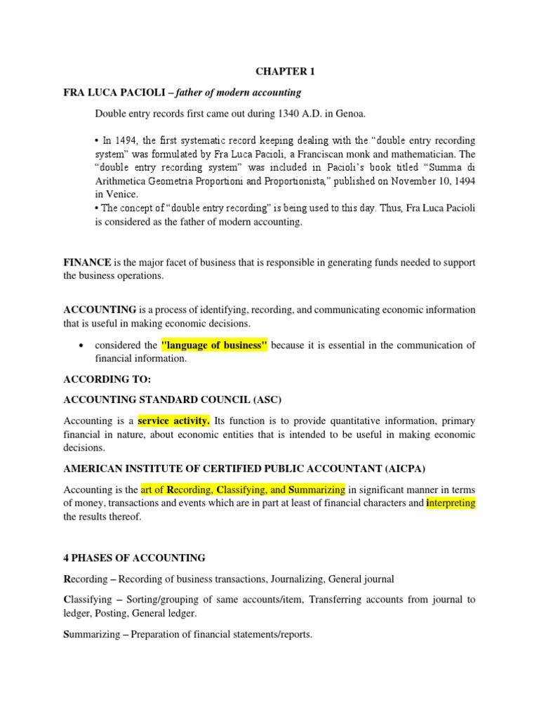 Chapter 1 Accounting | PDF | Accounting | Bookkeeping