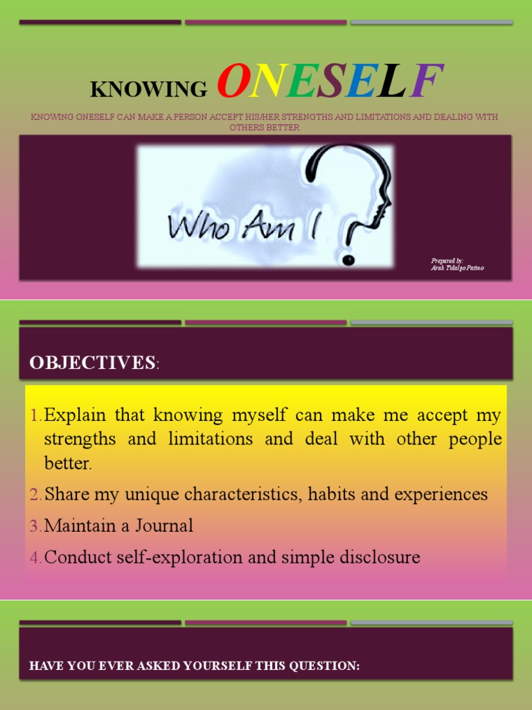 Week 1 Knowing Oneself-Personal Development PPT 1 | PDF | Thought ...