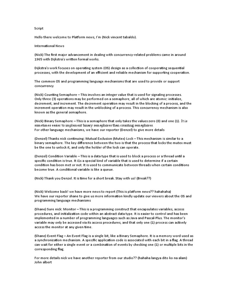 Platform Script | PDF | Operating System Technology | Software Engineering