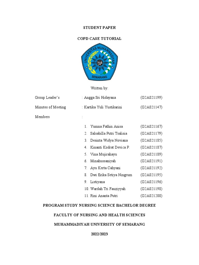 Student Paper Copd Case Tutorial KMB Kelompok 2g | PDF | Chronic Obstructive Pulmonary Disease ...