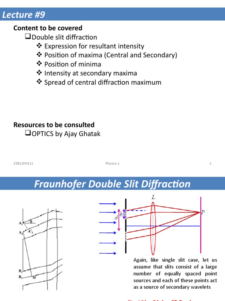 Lecture #9 | PDF | Diffraction | Wavelength