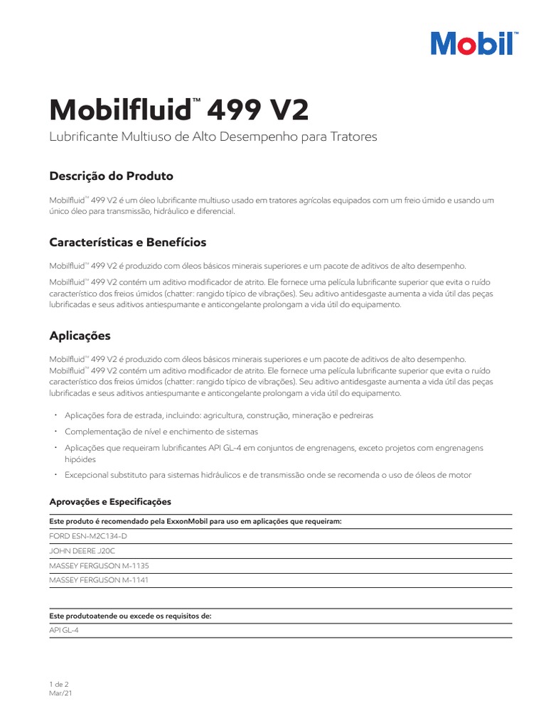 Mobilfluid 499 V2: Lubrificante Multiuso de Alto Desempenho para ...