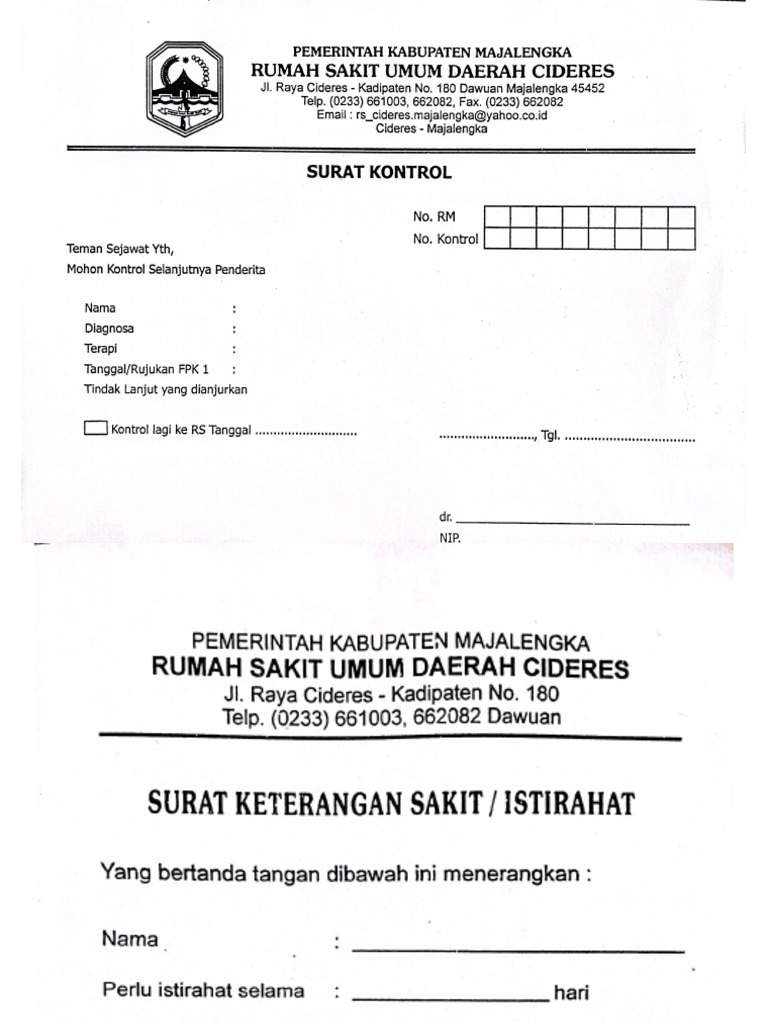 Surat Kontrol Pasien | PDF