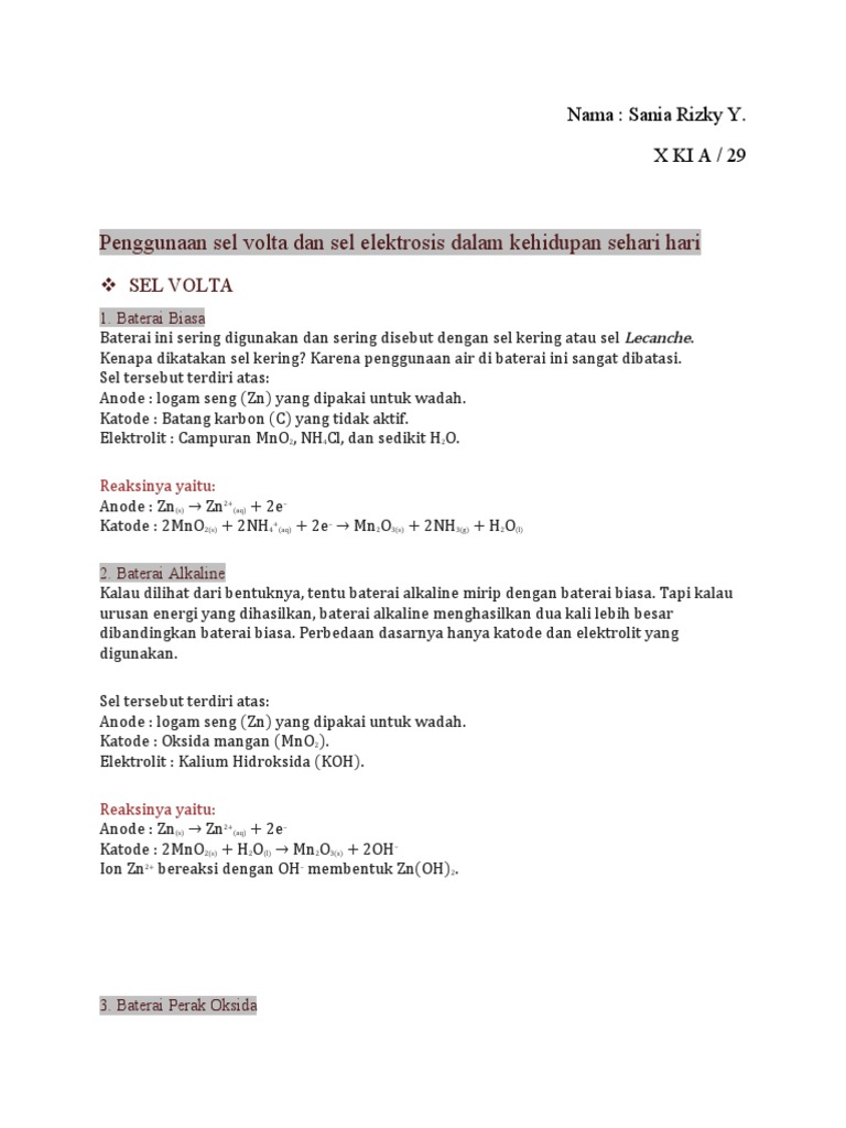 Penggunaan Sel Volta | PDF