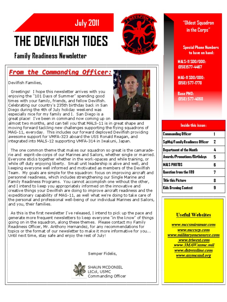 Mals-11, Family Readiness Newsletter, July 2011, The Devilfish Tides ...