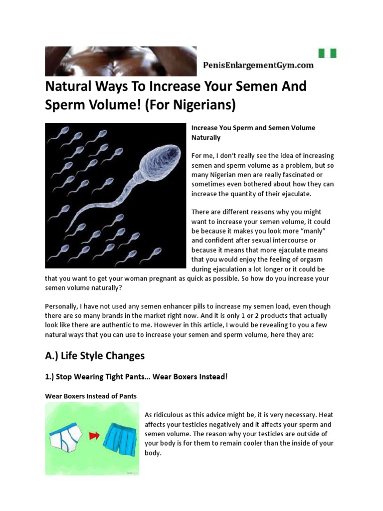 Natural Ways To Increase Your Semen and Sperm Volume For Nigerians | PDF