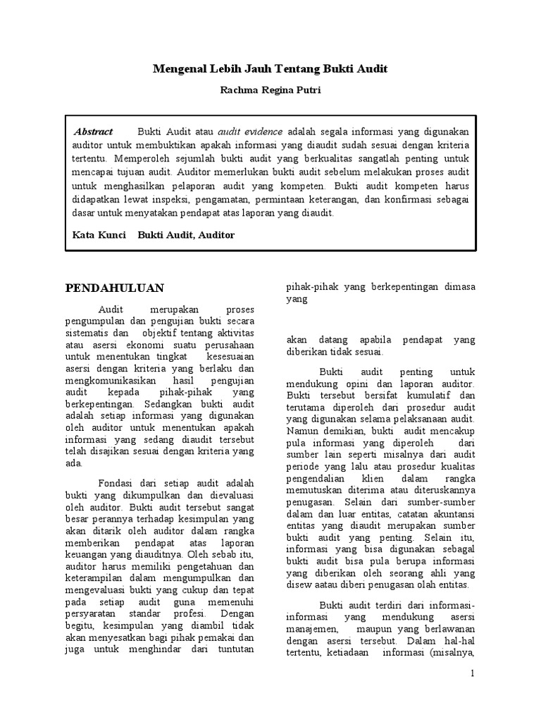 Mengenal Lebih Jauh Tentang Bukti Audit-1 | PDF