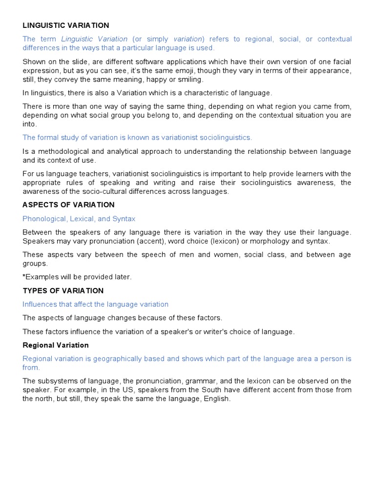 LINGUISTIC VARIATION EXPLAINED | PDF | Linguistics | Sociolinguistics