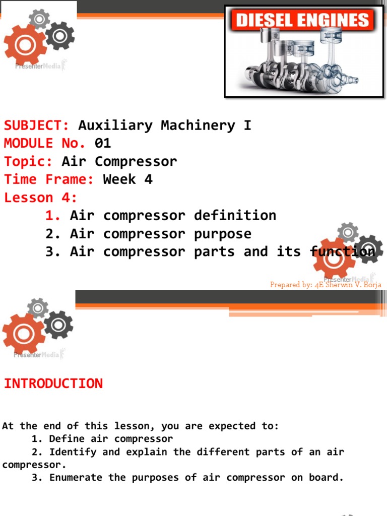 LESSON 4.1 Air Compressor and Its Components | PDF | Piston | Engines