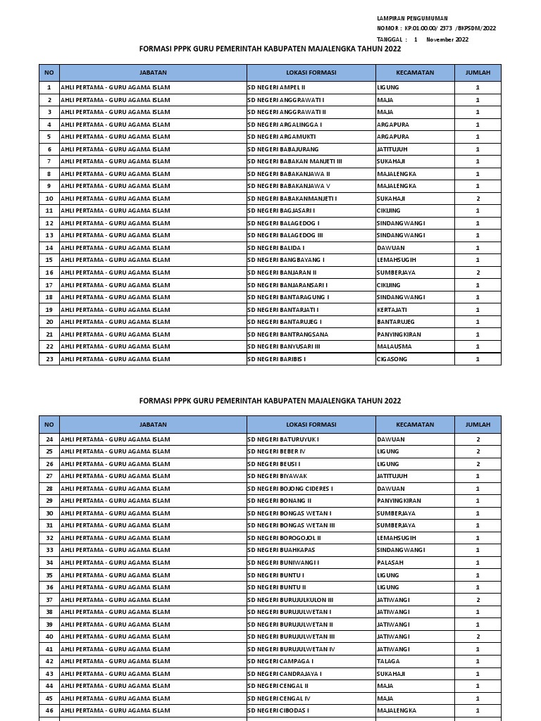 Pengumuman Formasi | PDF