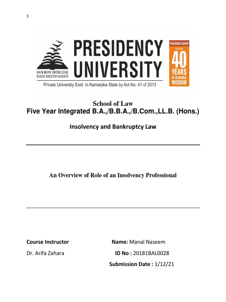 Ibc Assignment Pdf Bankruptcy Liquidation