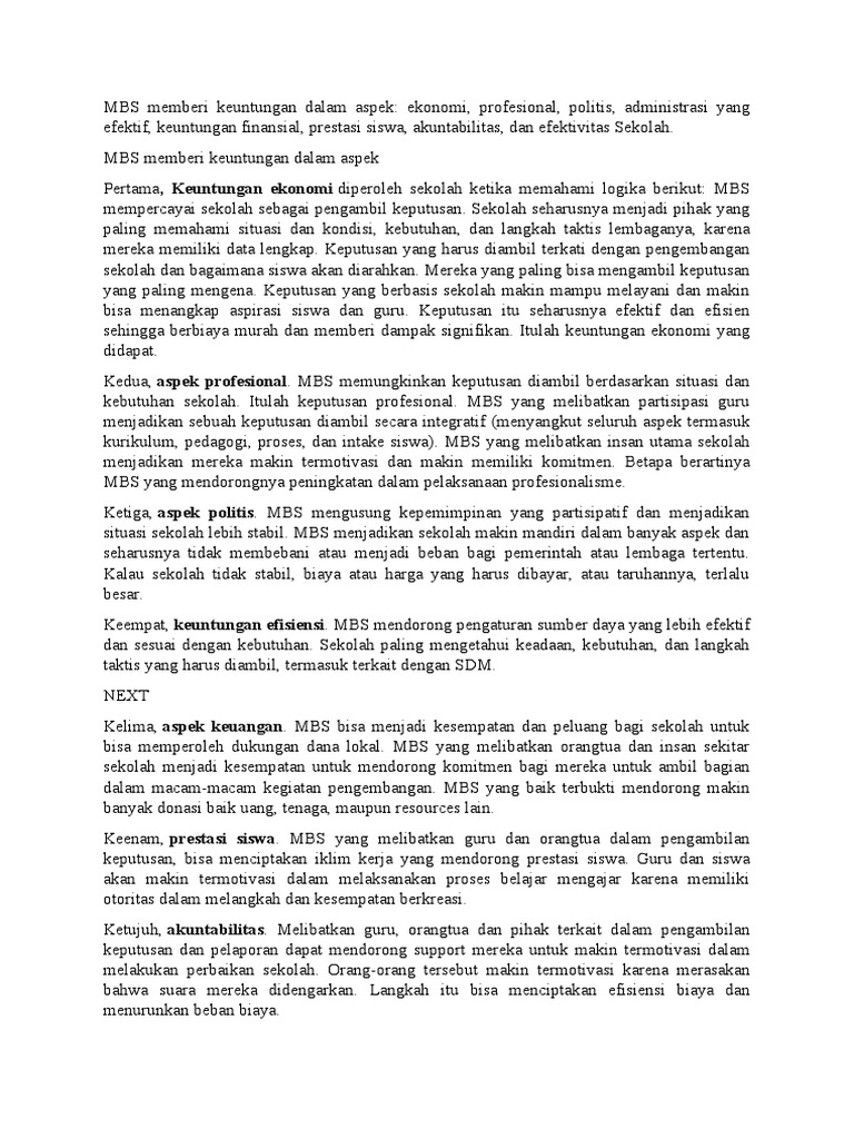 Manfaat dan Tantangan MBS | PDF