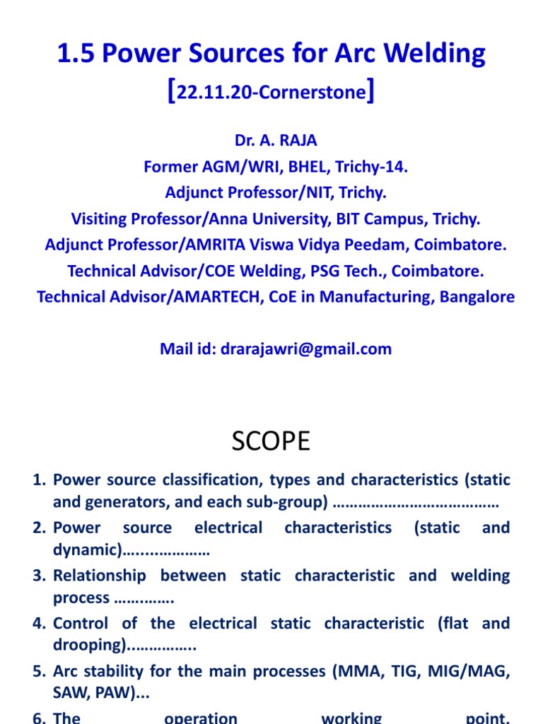 Power Sources for Arc Welding Overview | PDF | Rectifier | Transformer