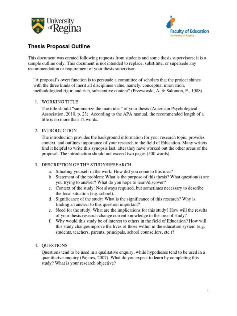 Thesis Proposal Outline 2019 | PDF