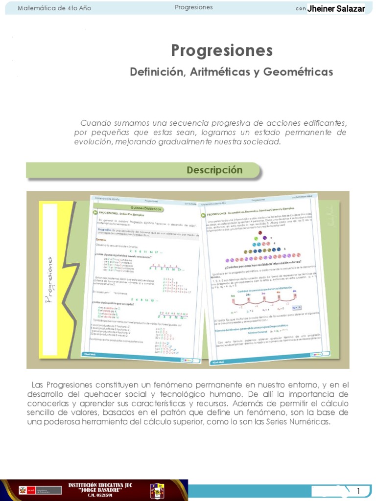 Progresiones Matemáticas 4to Año | PDF | Secuencia | Aritmética