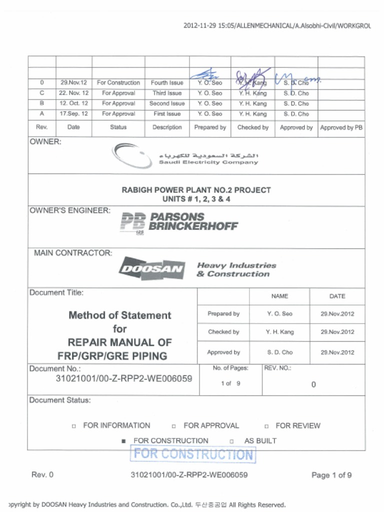 Repair Procedure FRP | PDF