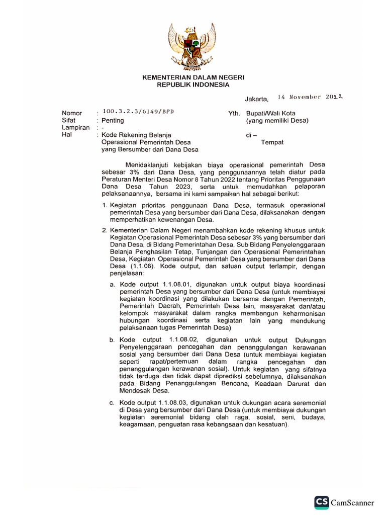 Kode Rekening BOP 3 Persen Dana Desa by RADESA | PDF