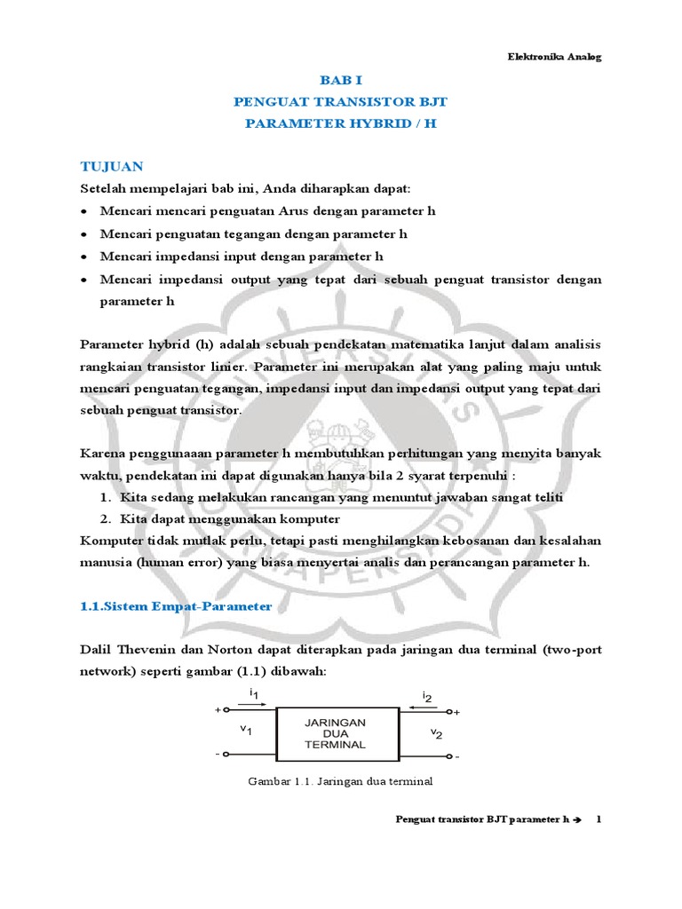 Parameter H pada Penguat Transistor BJT | PDF