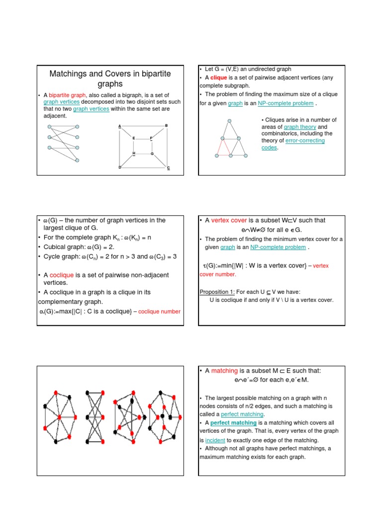 Matchings and Covers in Bipartite Graphs | PDF | Vertex (Graph Theory) | Graph Theory