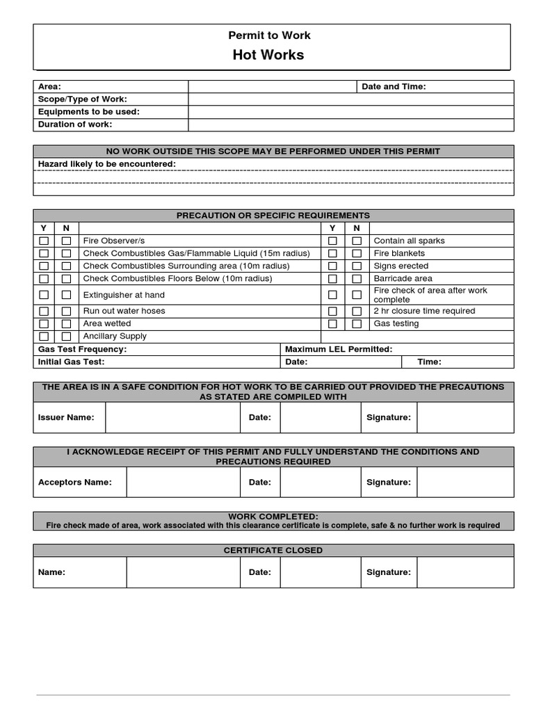 Hot Work Permit | PDF